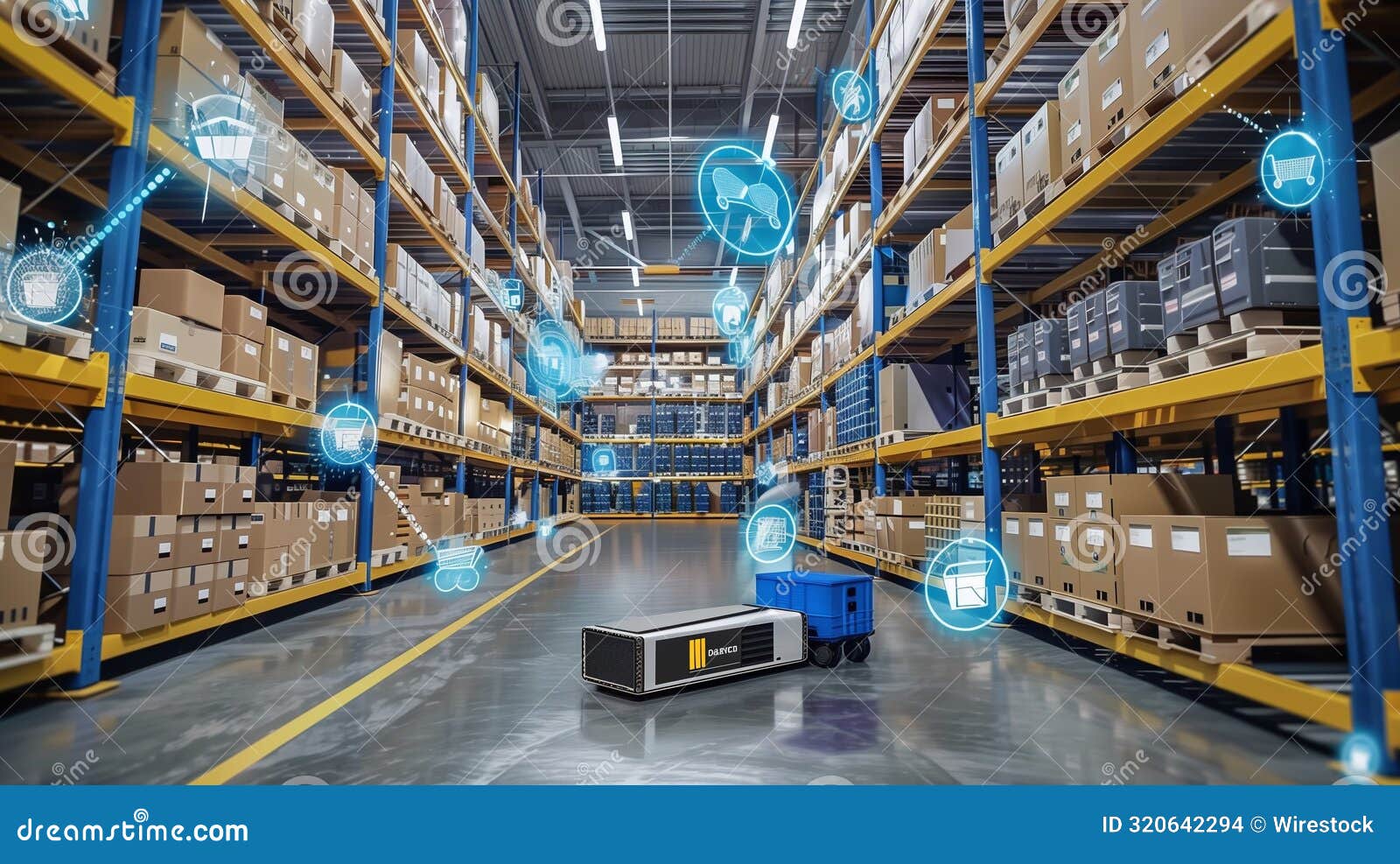 AI Illustration of Digital Warehouse Stock Photo - Image of inventory ...