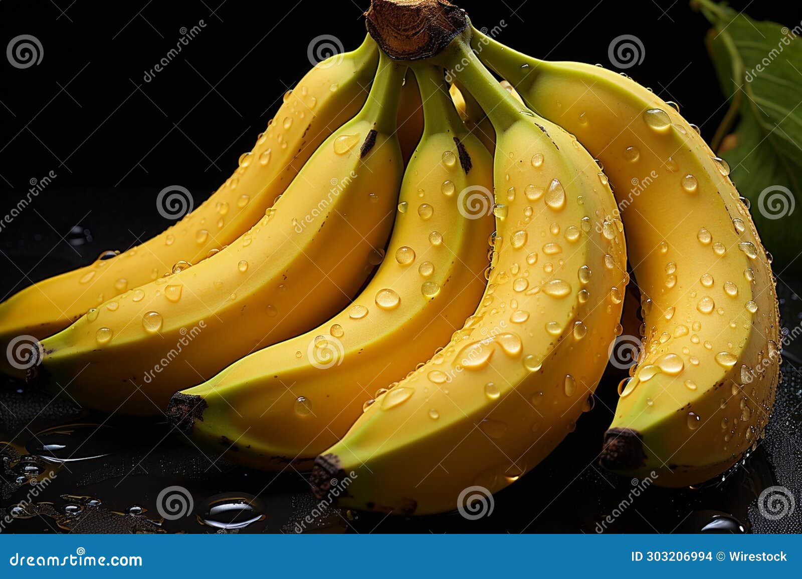 An AI Illustration of Five Bunches of Bananas on a Black Surface, with ...