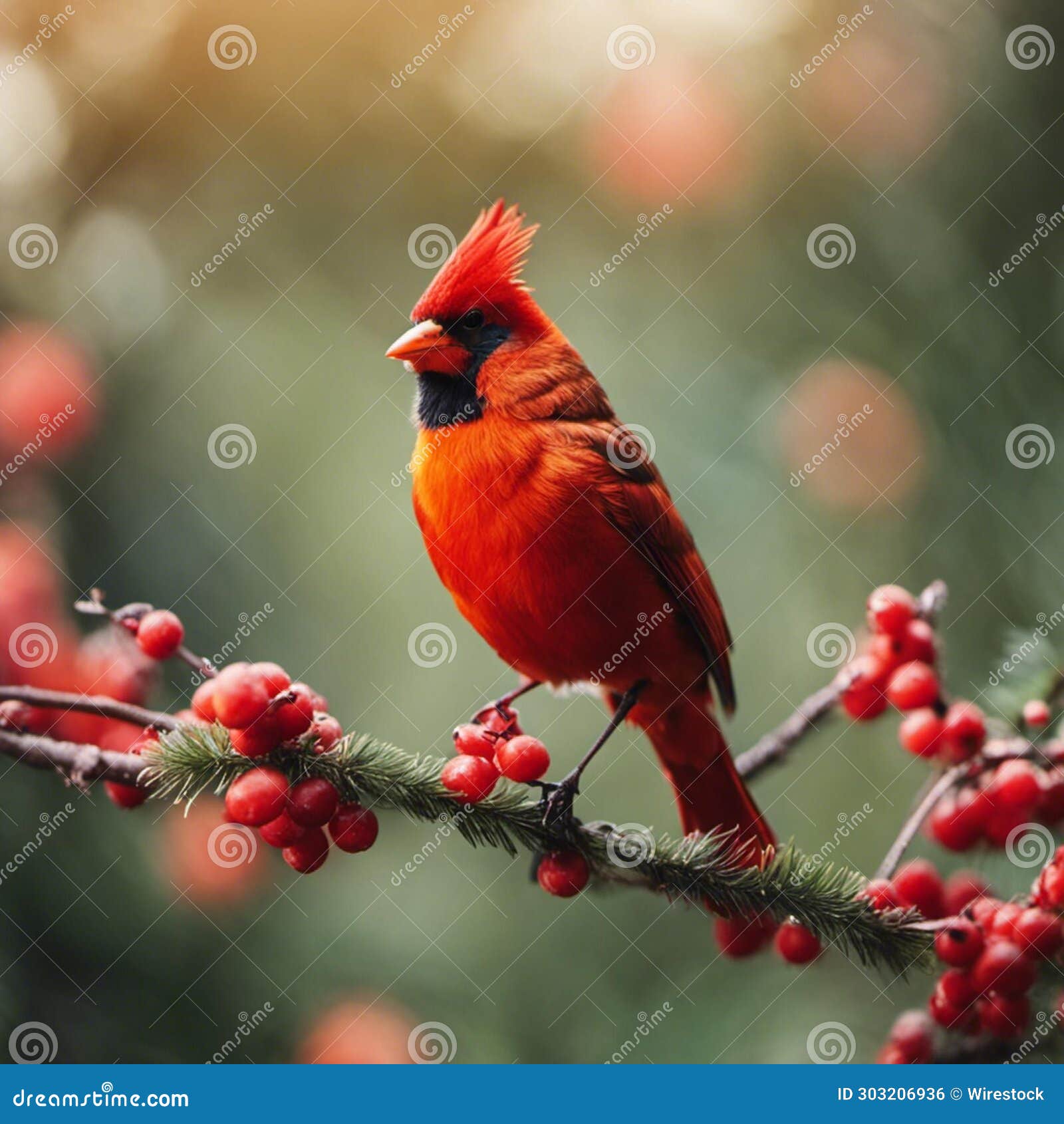 An AI Illustration of the Cardinal Bird is Sitting on a Branch of Tree ...