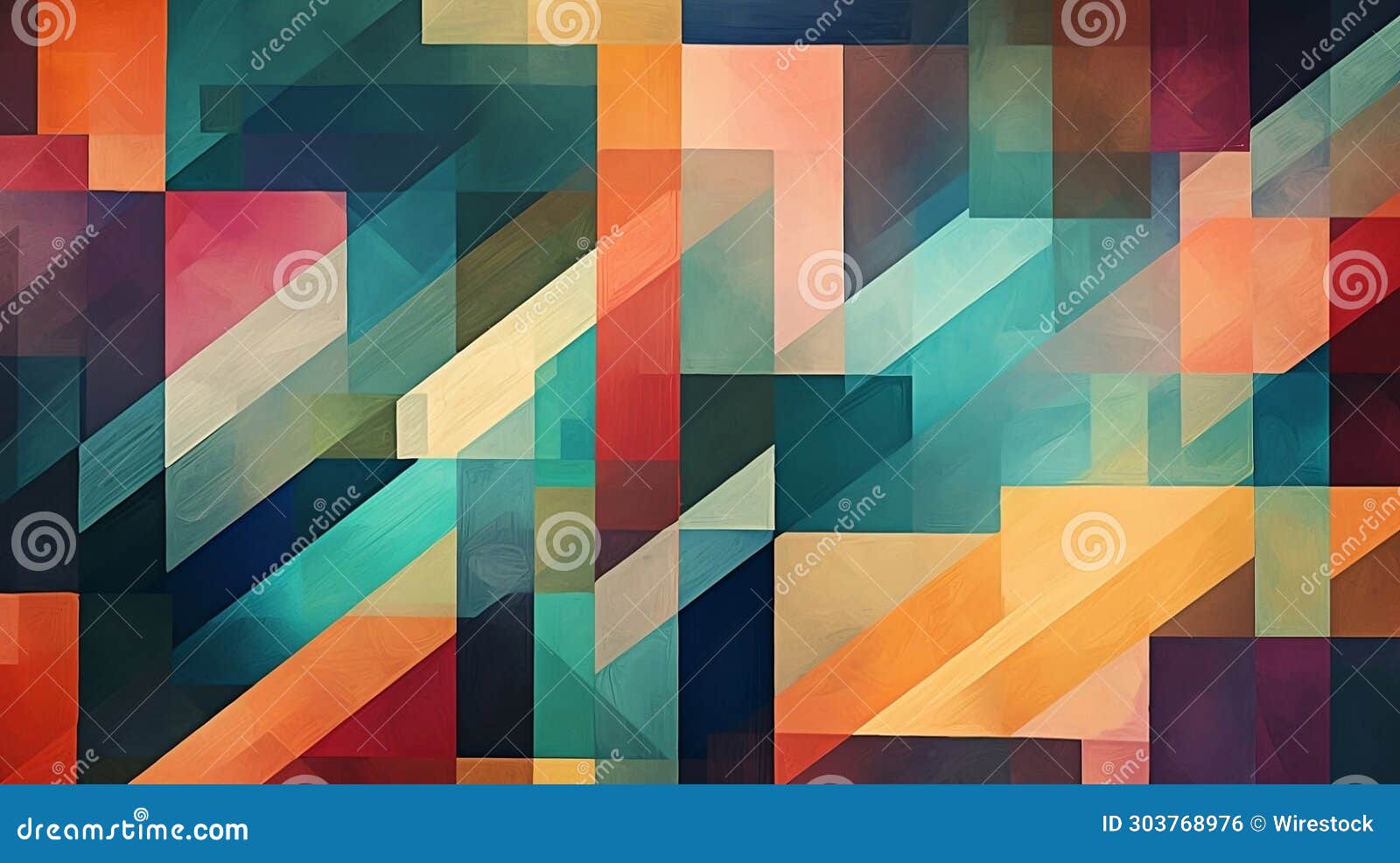 AI Illustration of Geometric Pattern Made of a Collage of Rectangular ...