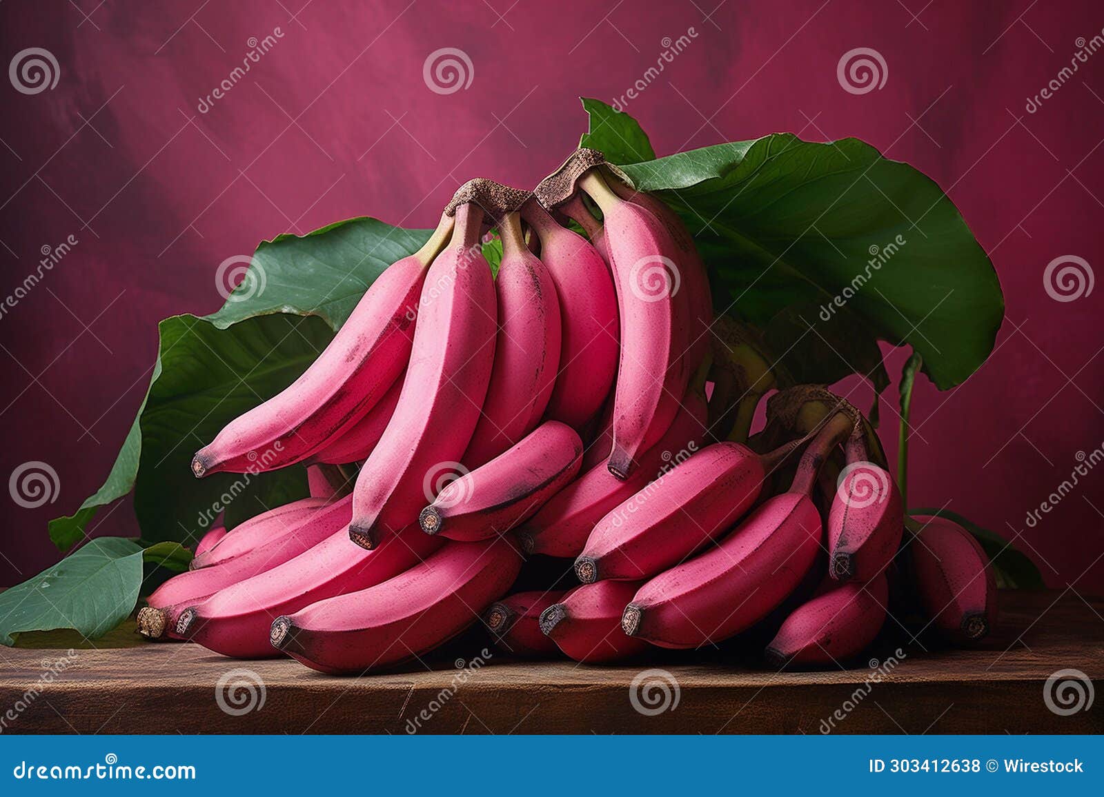 AI Illustration of a Group of Ripe Pink Bananas. Stock Illustration ...