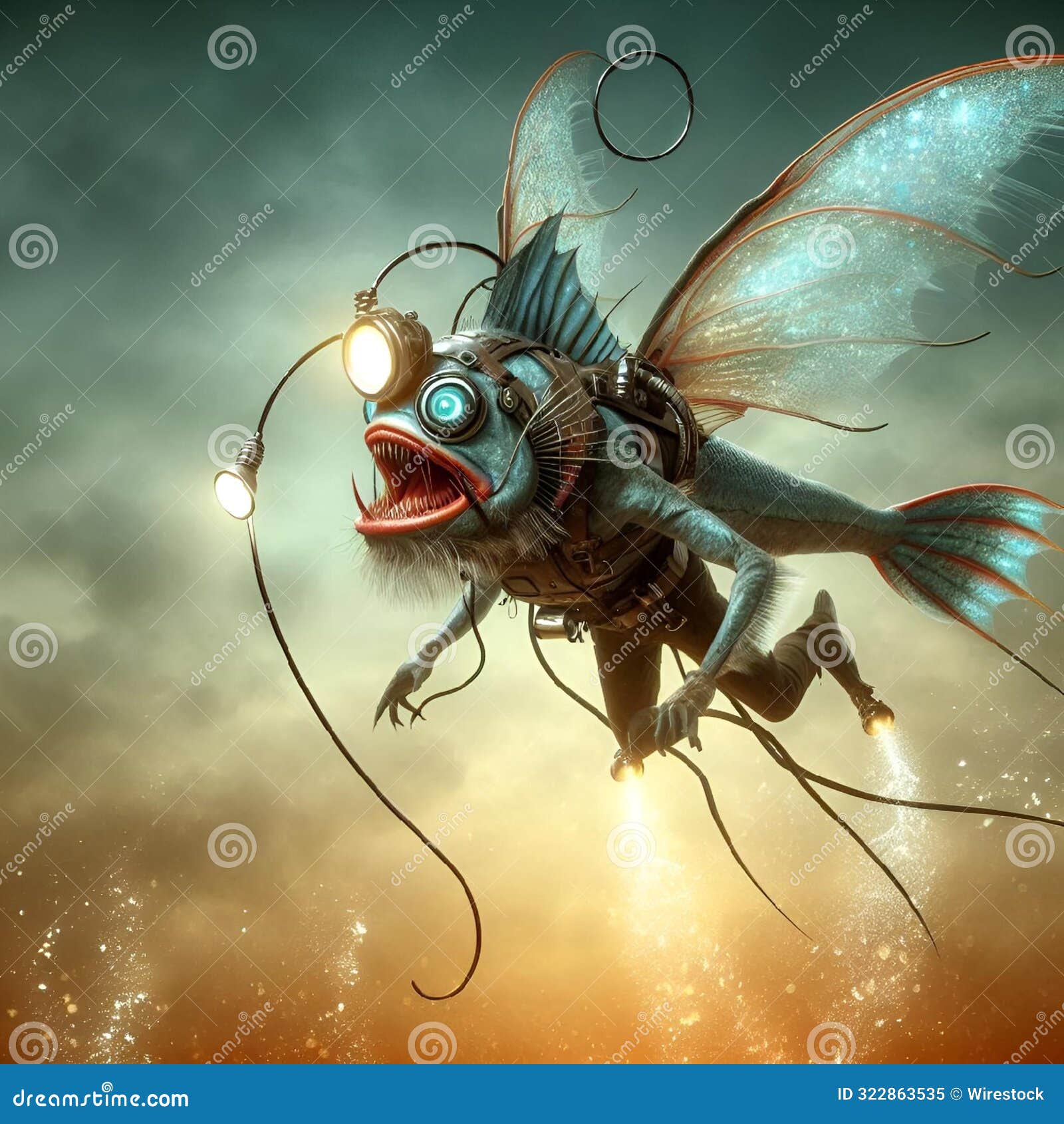 AI Illustration of a Humanoid Anglerfish Stock Illustration ...