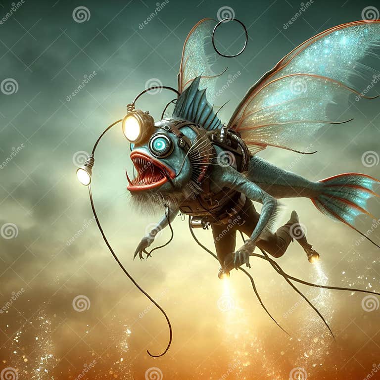 AI Illustration of a Humanoid Anglerfish Stock Illustration ...