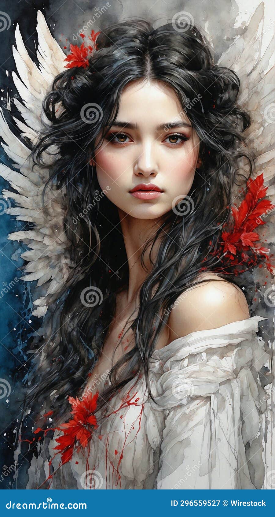An AI Illustration of an Image of an Angel with Long Hair and Wings on ... An AI Illustration of an Image of an Angel with Long Hair and Wings on ...