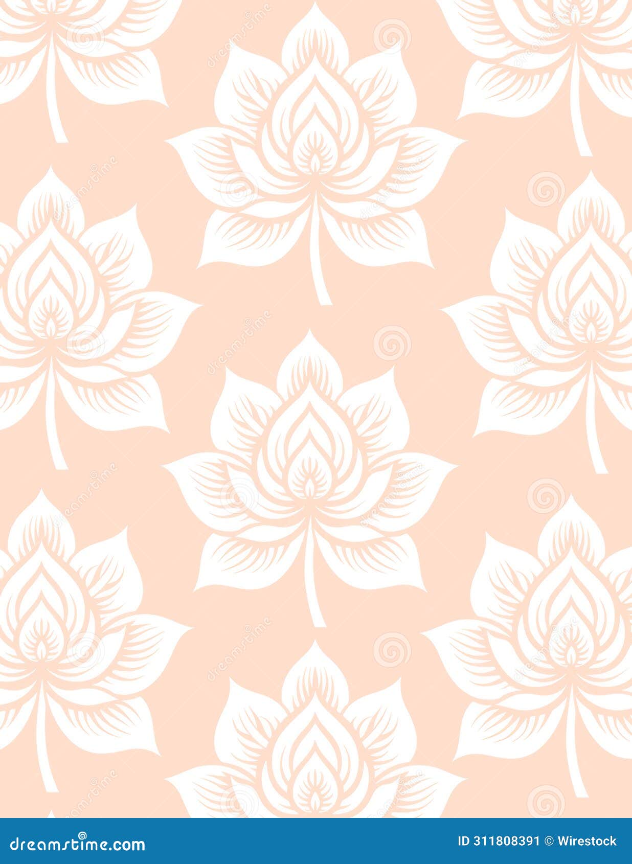 AI Illustration of a Lotus Pattern Background Bold on Peach Stock Image ...