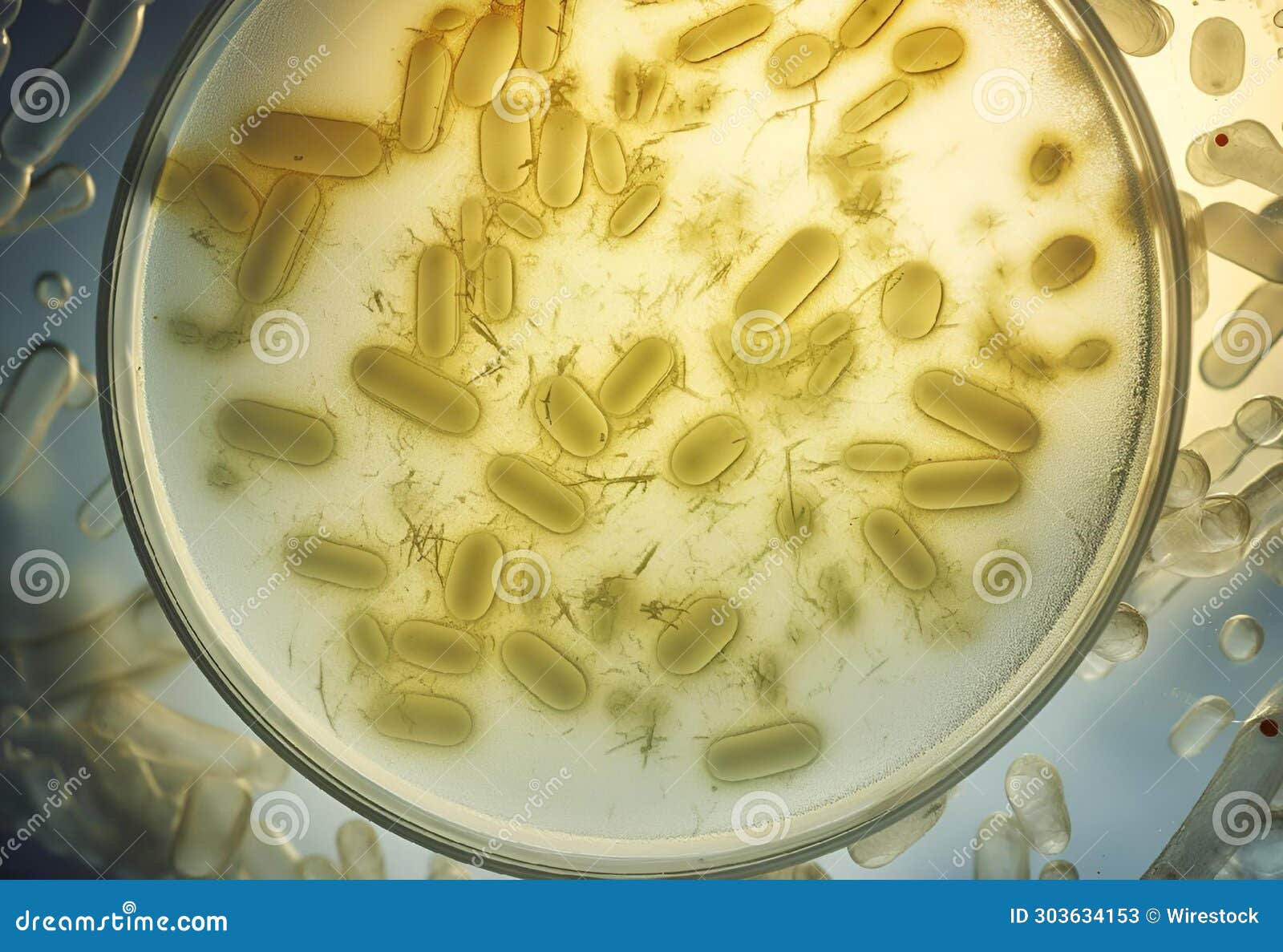 AI Illustration of a Microscope Slide Featuring a Sample of Yellow ...