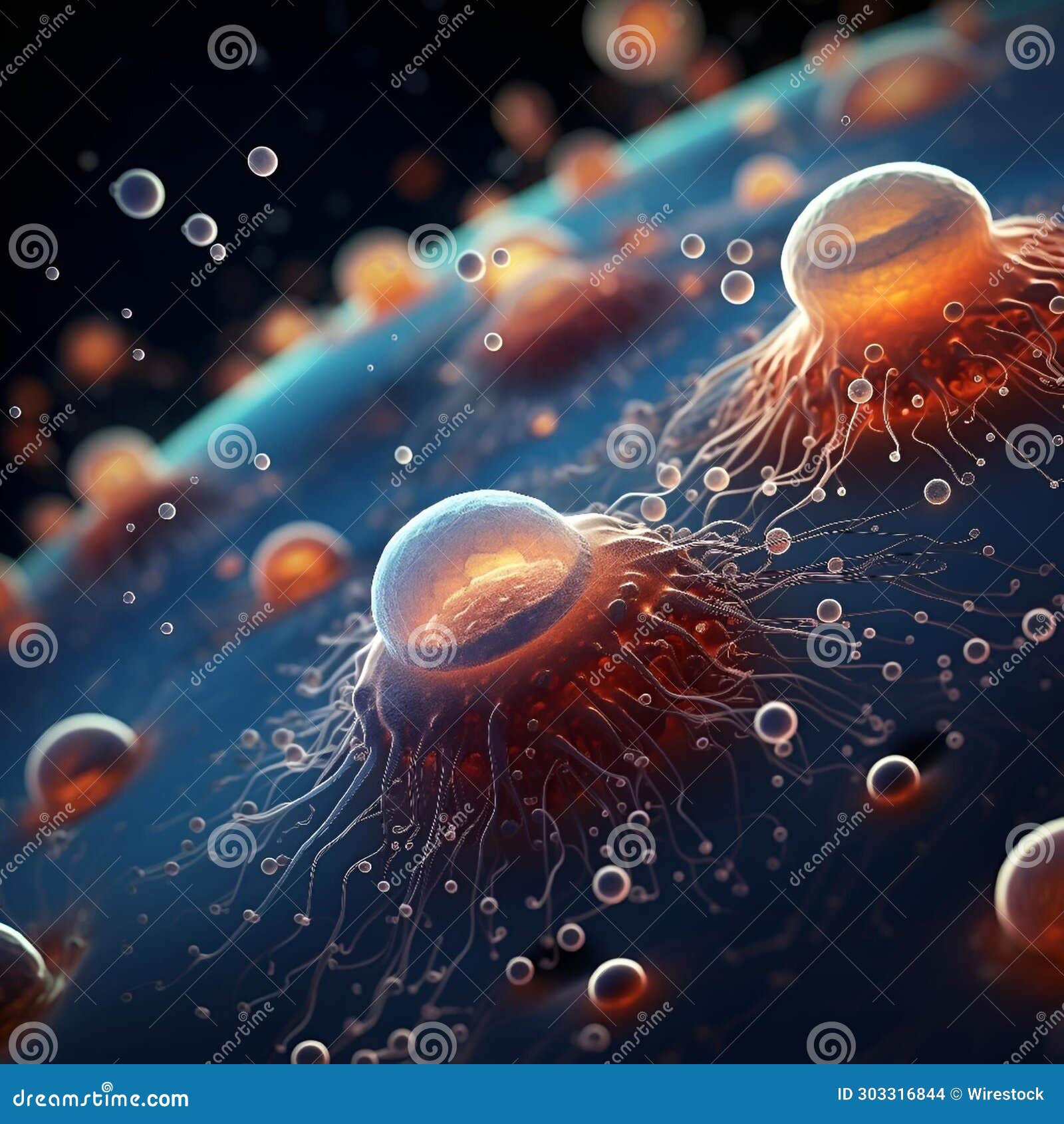 AI Illustration of a Microscopic Image of Protozoa. Stock Illustration ...