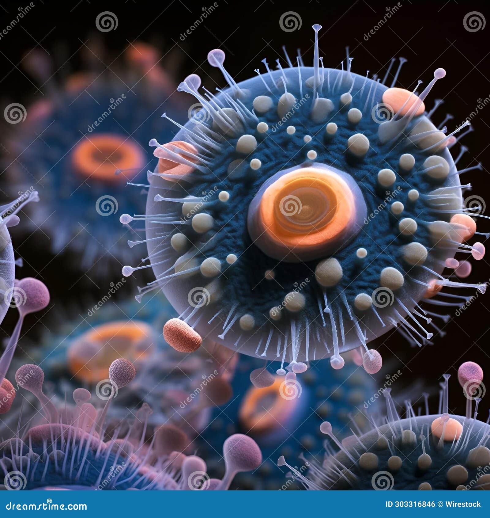 AI Illustration of a Microscopic Image of Protozoa. Stock Illustration ...
