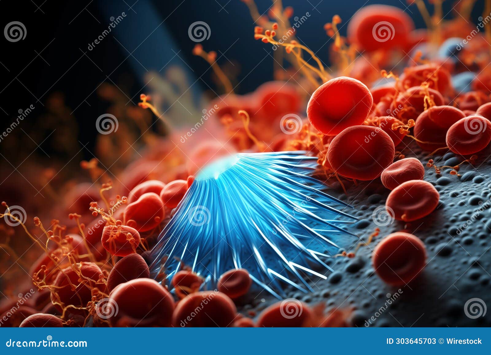 AI Illustration of a Microscopic Shot of a Nano-optical Blood Sensor ...