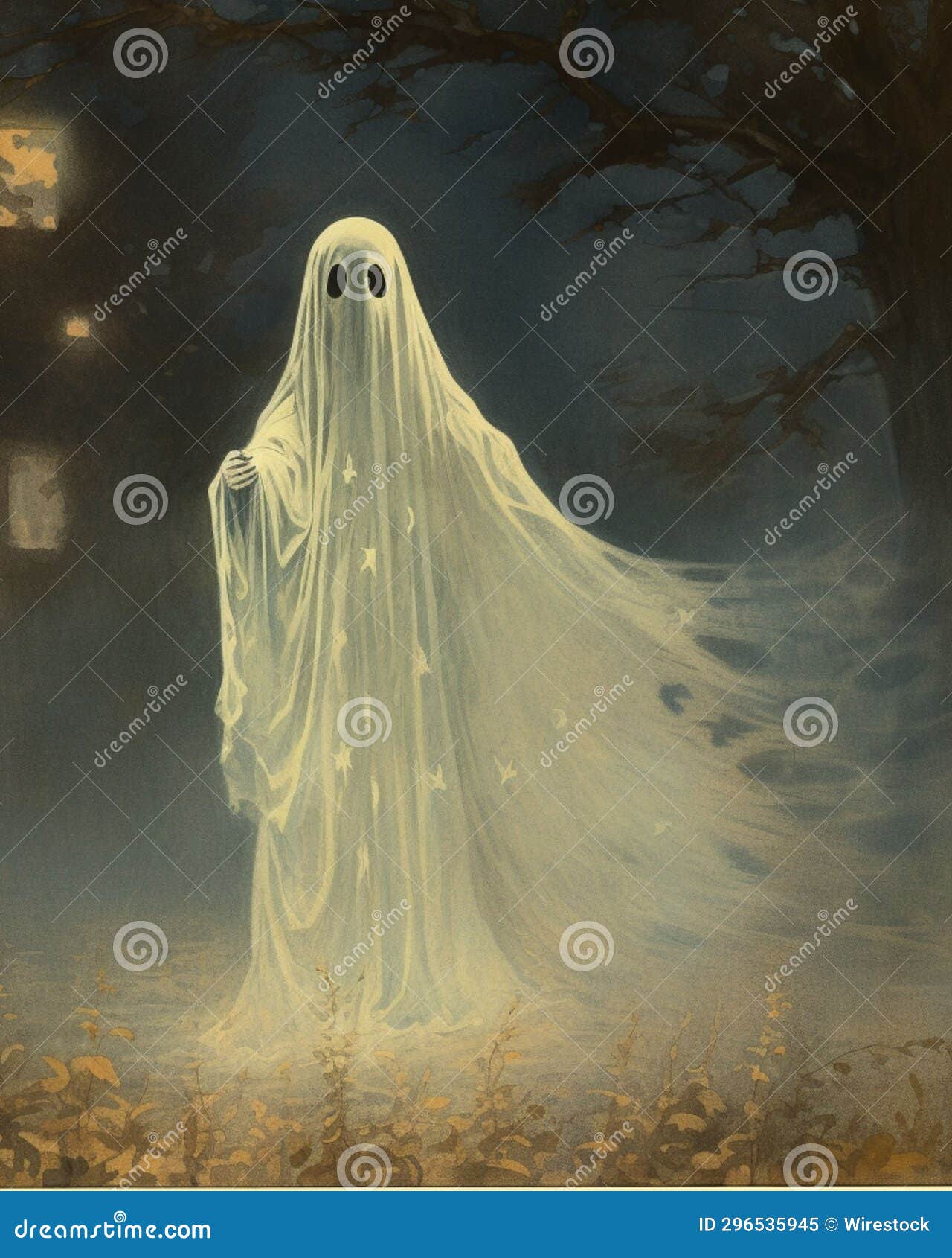 An AI Illustration of a Painting of a Ghost with the Head Turned ...