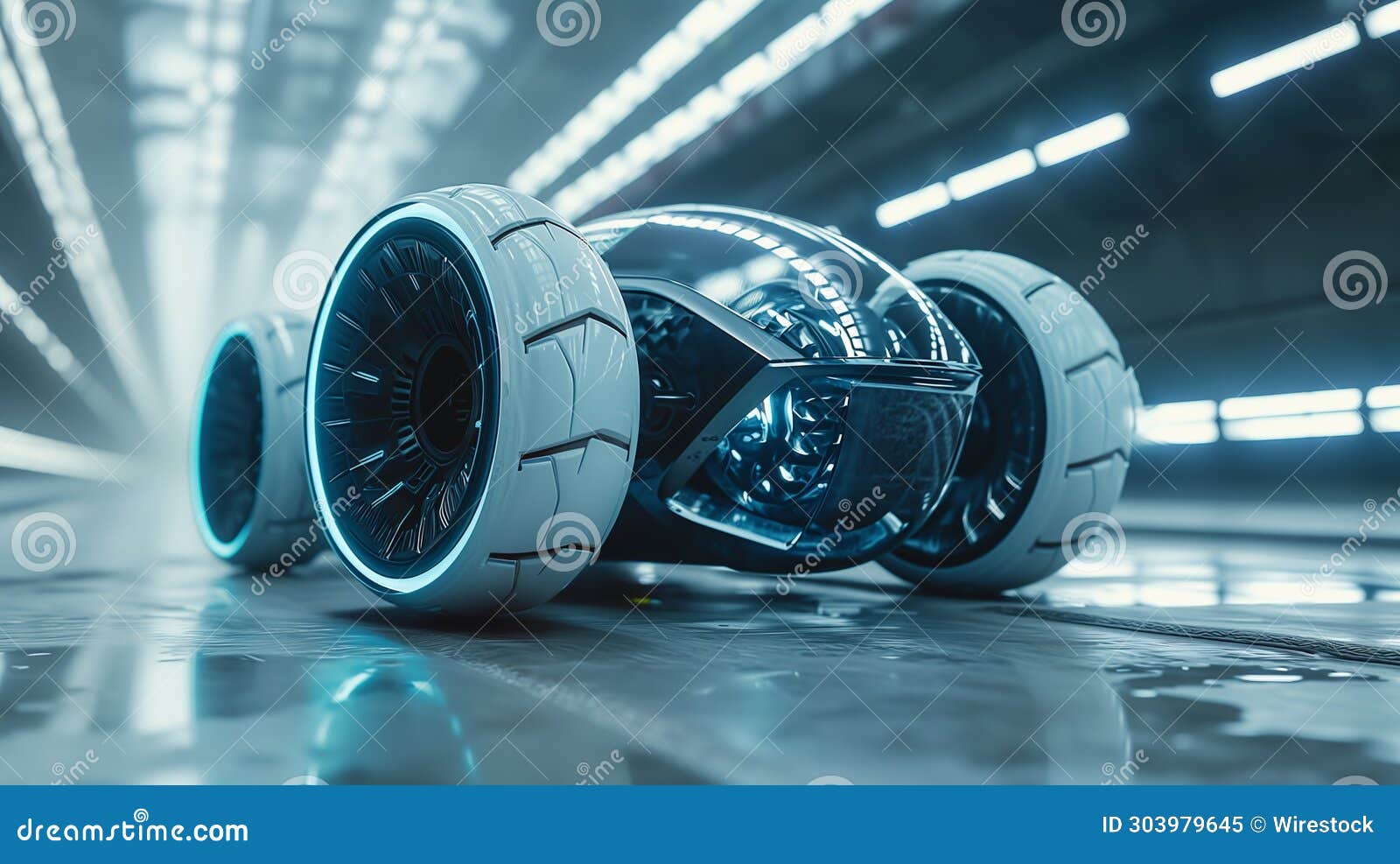 AI Illustration of a Sci-fi Innovative Car with Oversized Wheels Stock ...