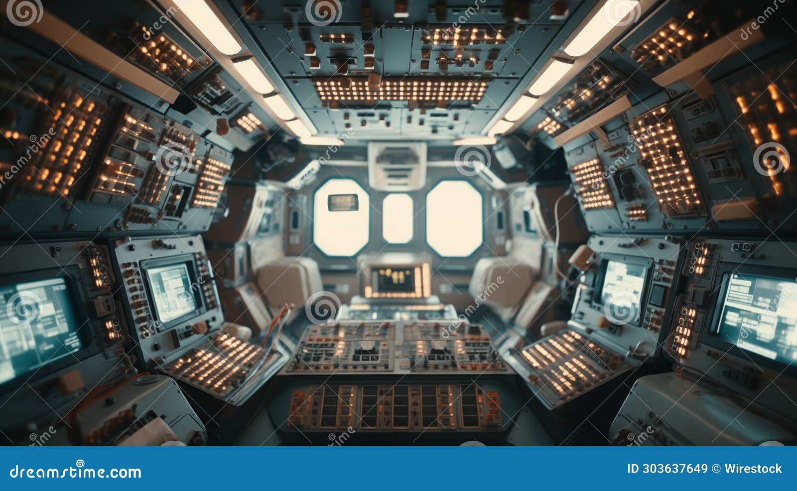 AI Illustration of a Space Shuttle Interior, Focusing on the Control ...