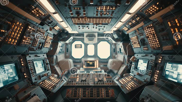 AI Illustration of a Space Shuttle Interior, Focusing on the Control ...