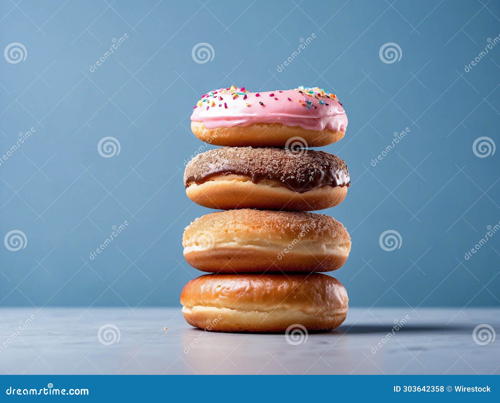 AI Illustration of a Stack of Fresh Doughnuts with Colourful Glazing ...
