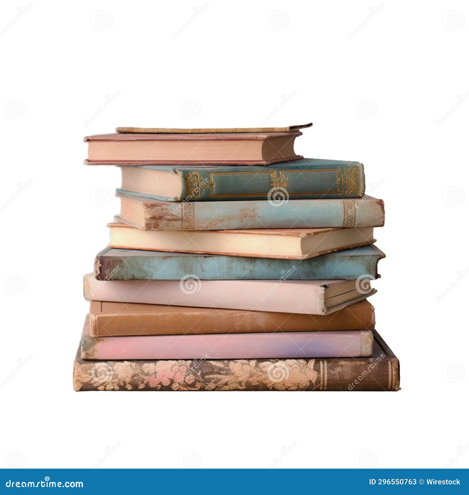 AI Illustration of a Stack of Pastel Vintage Books Isolated on a White ...