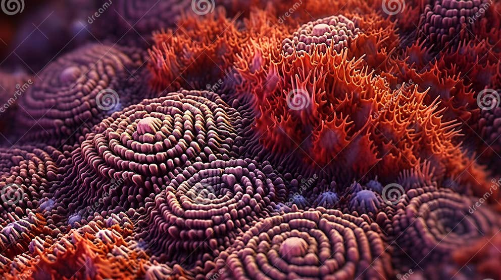 AI Illustration of the Texture of a Coral Surface with a Complex ...