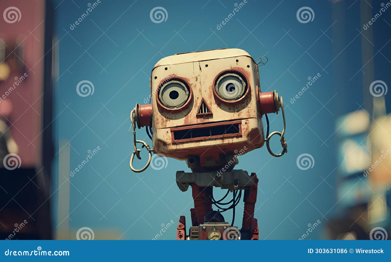 AI Illustration of a Toy Robot Standing Facing the Camera with a Silly ...