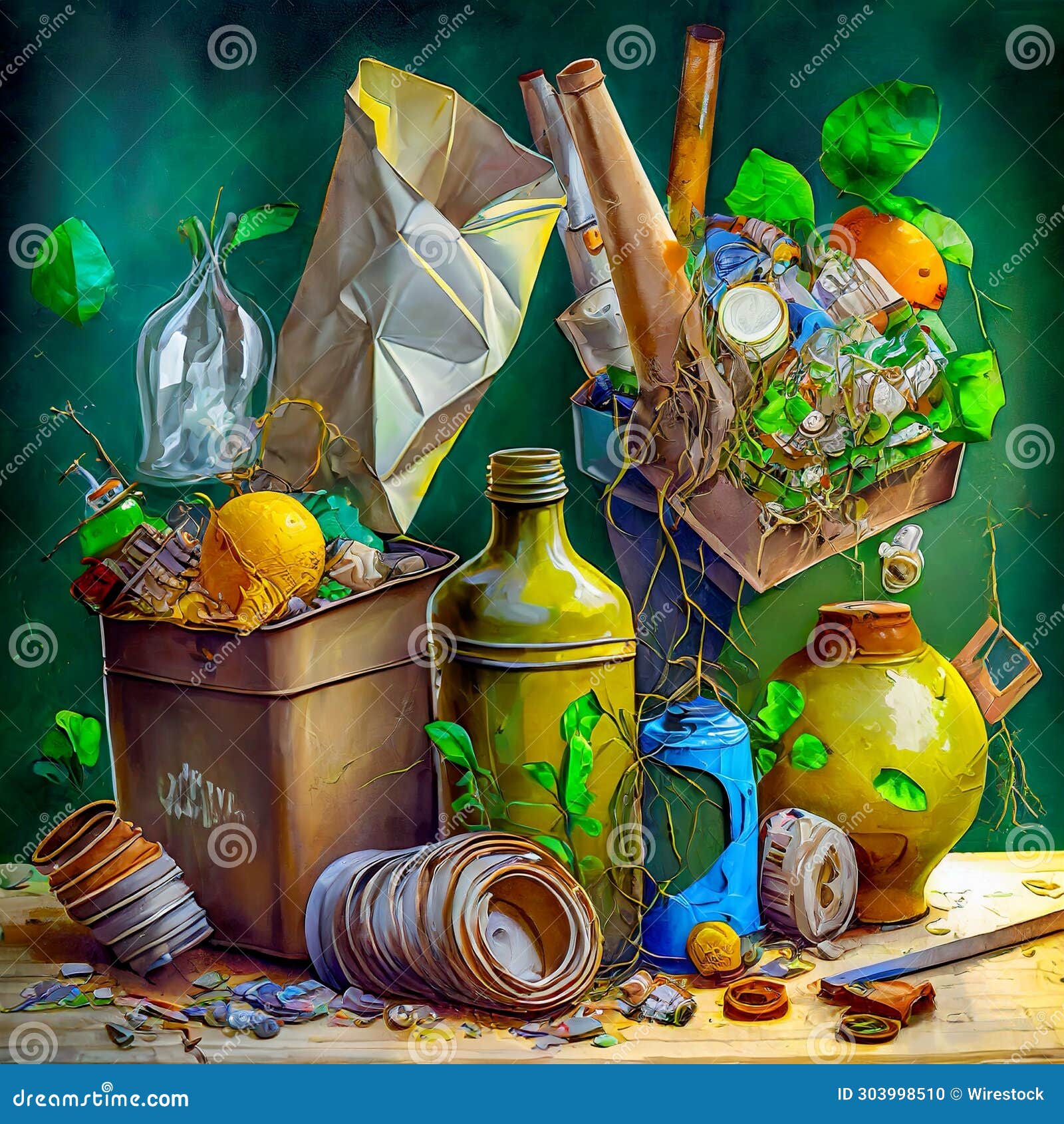 AI Illustration of the Transformation of Waste Material into Beautiful ...