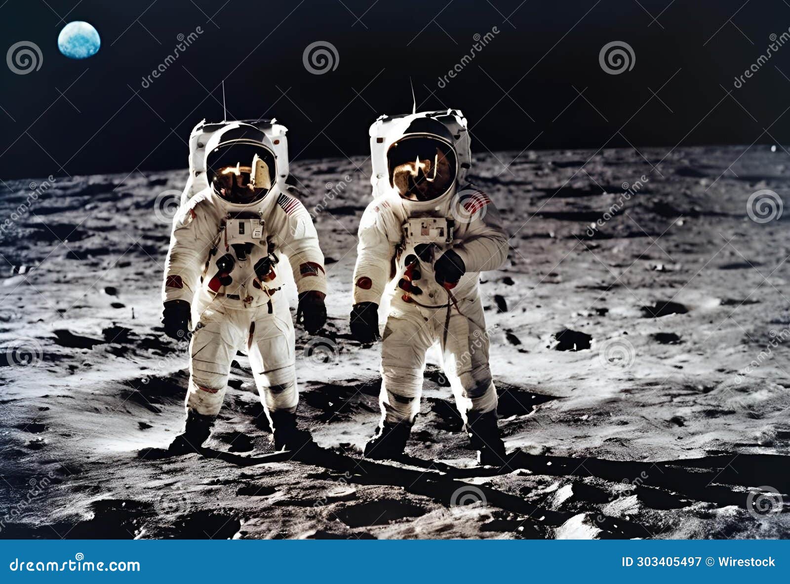 AI Illustration of Two Astronauts Side by Side, Both Wearing Identical ...