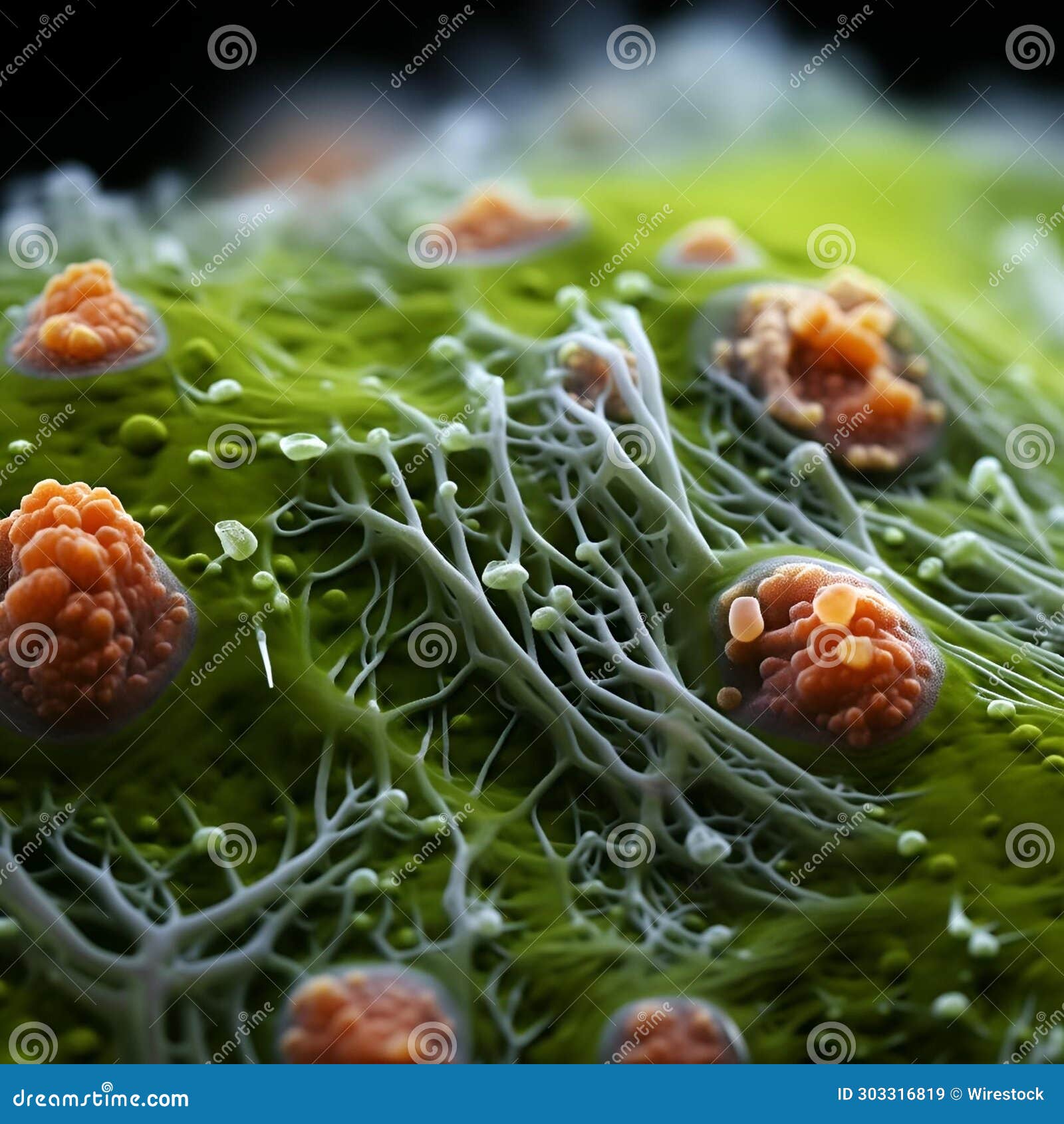 AI Illustration of a Vibrant Microscopic Algae. Stock Illustration ...