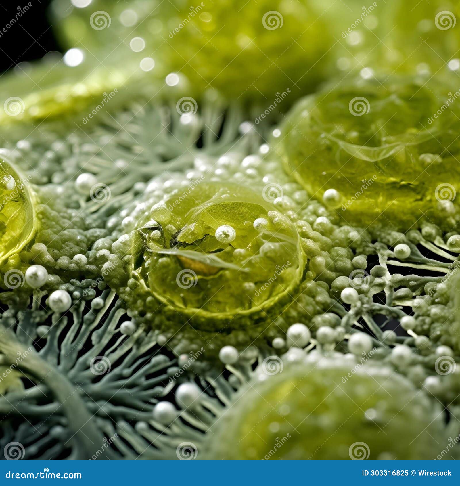AI Illustration of a Vibrant Microscopic Algae. Stock Illustration ...