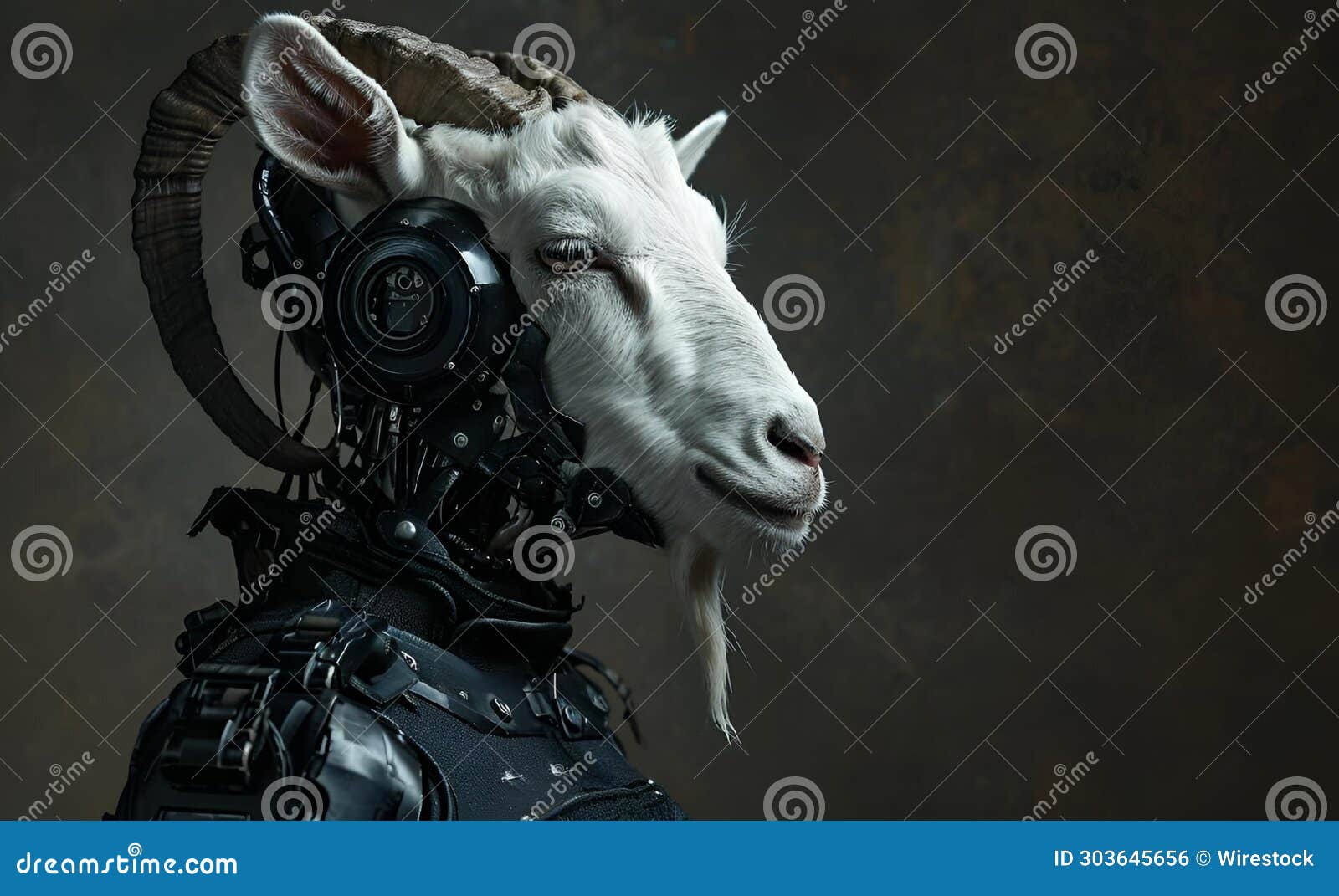 AI Illustration of a White Cyborg Goat. Stock Illustration ...