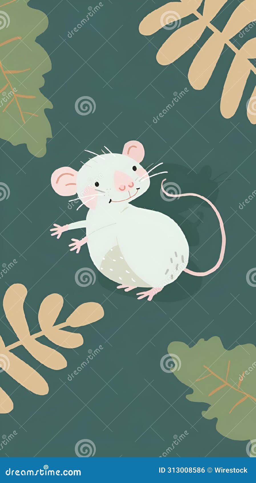 AI Illustration of a White Rat Surrounded by Lush Forest Foliage Stock ...