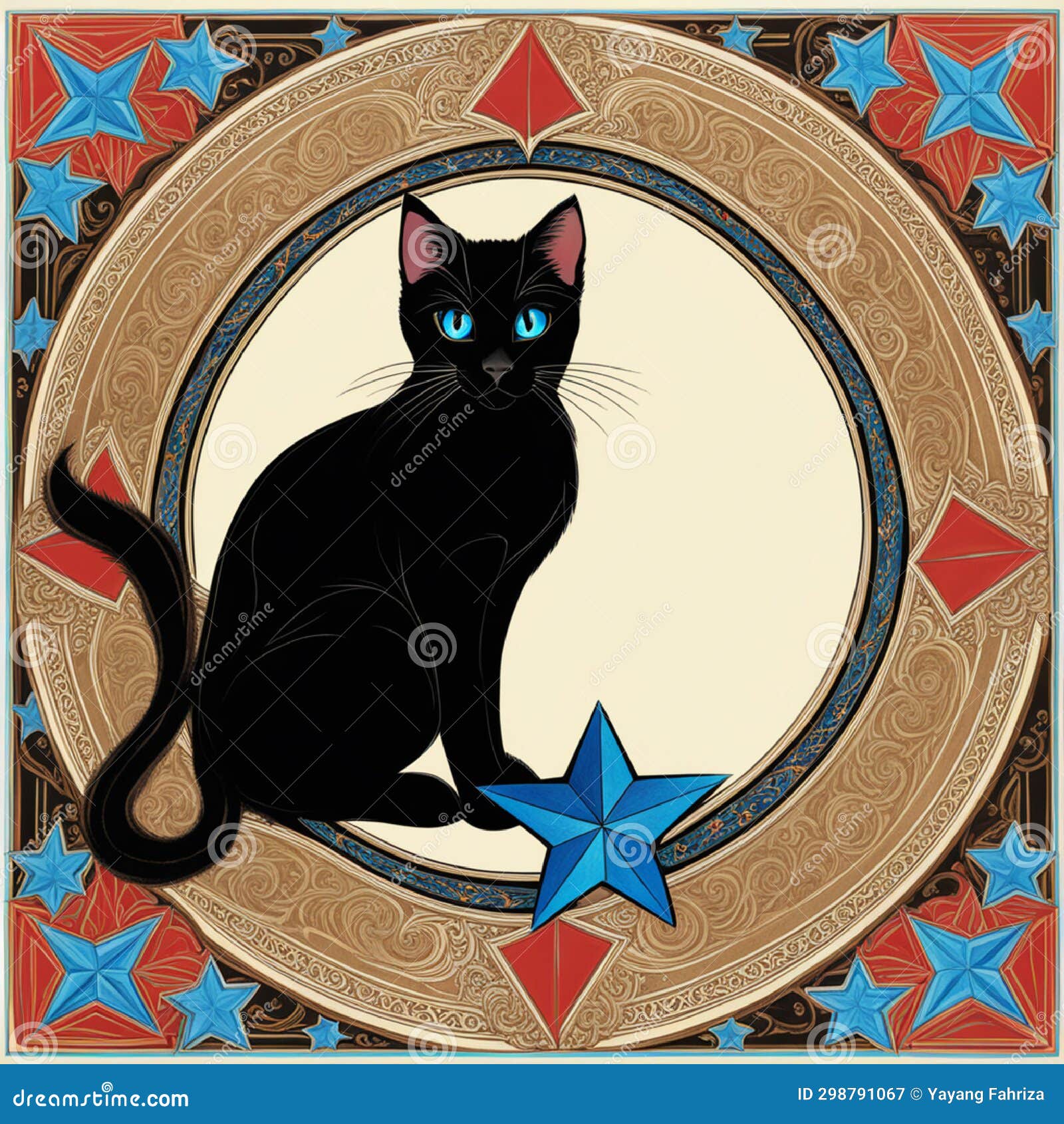 AI Image of Black Cat with Star Icon Stock Illustration - Illustration ...