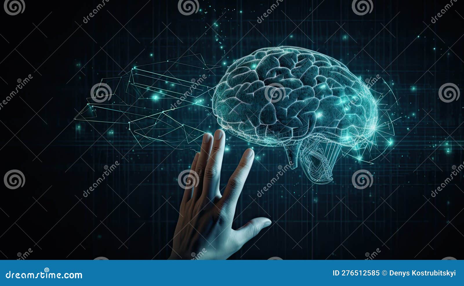 Blue Brain Anatomy Illustration in 3D Abstract. AI Generative Stock ...