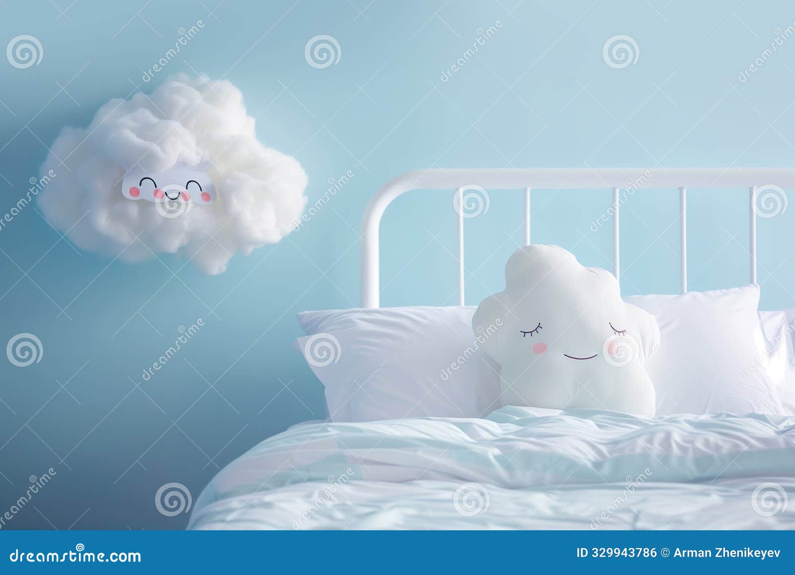 Floating Abstract Cloud Inside a Bedroom Stock Illustration ...