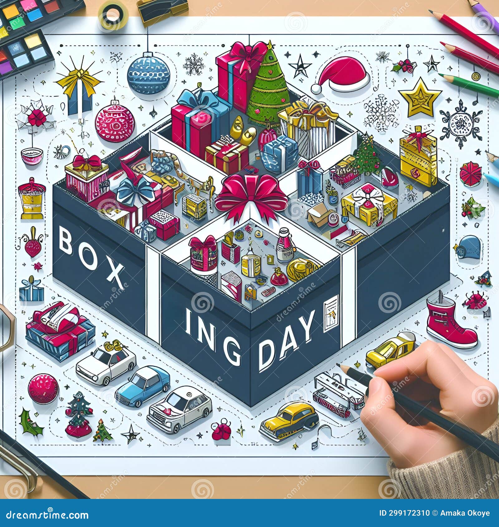 A Flyer of a Big Box with Multiple Gift Boxes. Stock Photo - Image of ...