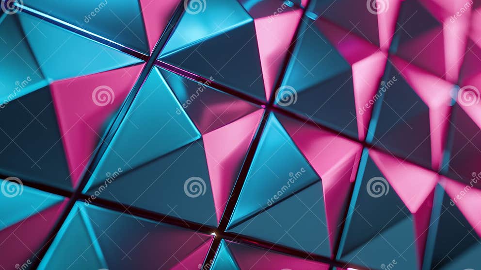 Futuristic Geometric Wall Pattern Consisting of 3D Triangular Prisms ...