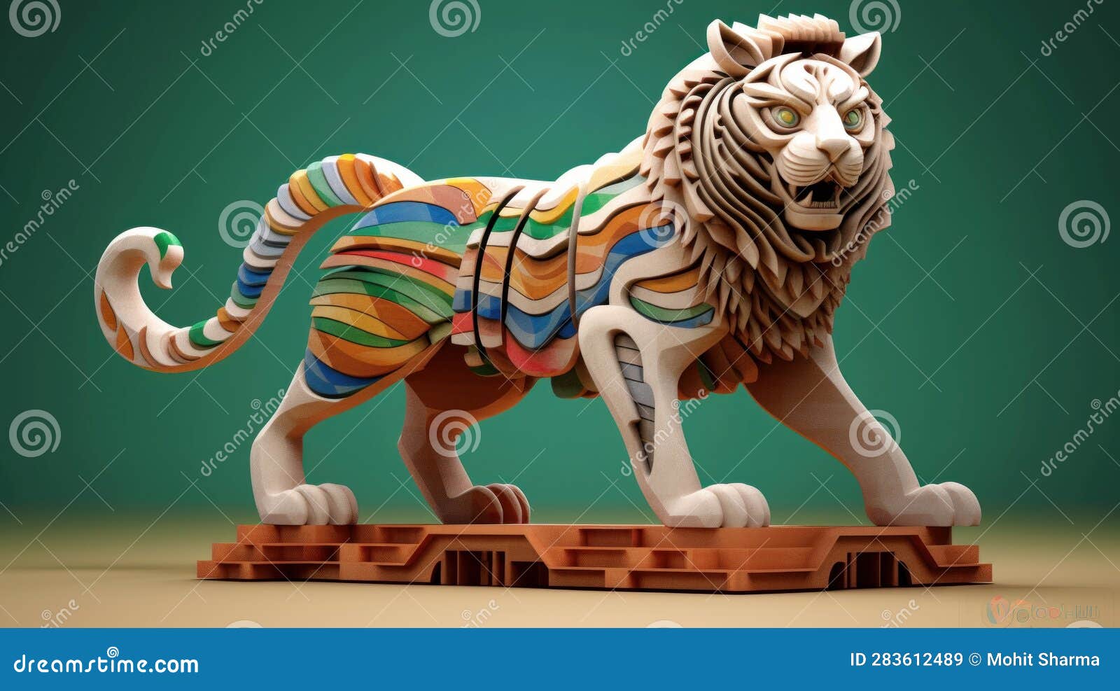 Ai Image Generative Abstract Form of Colorful Lion Indian Independence ...