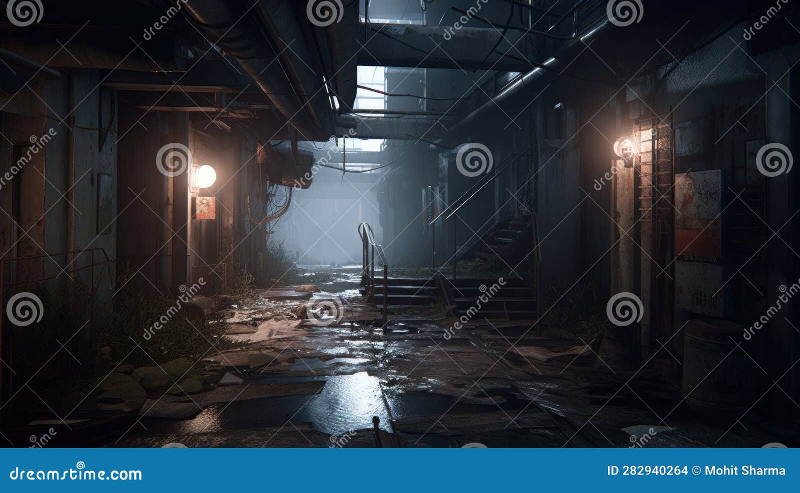 Ai Image Generative Landscape Old, Empty Street with Broken-down Stores ...