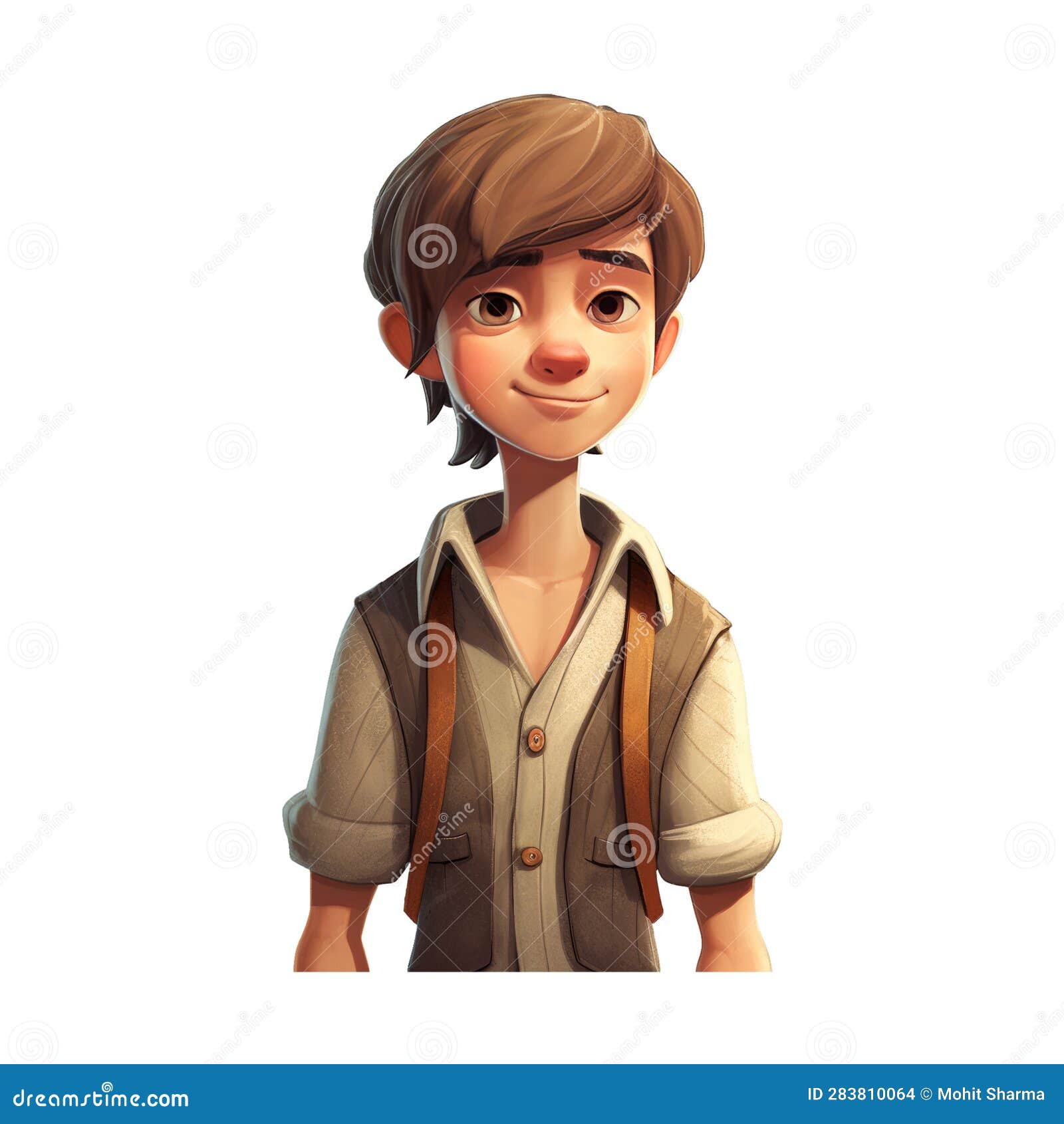 Ai Image Generative Portrait Of A Happy Looking Character Isolated On White Background Stock