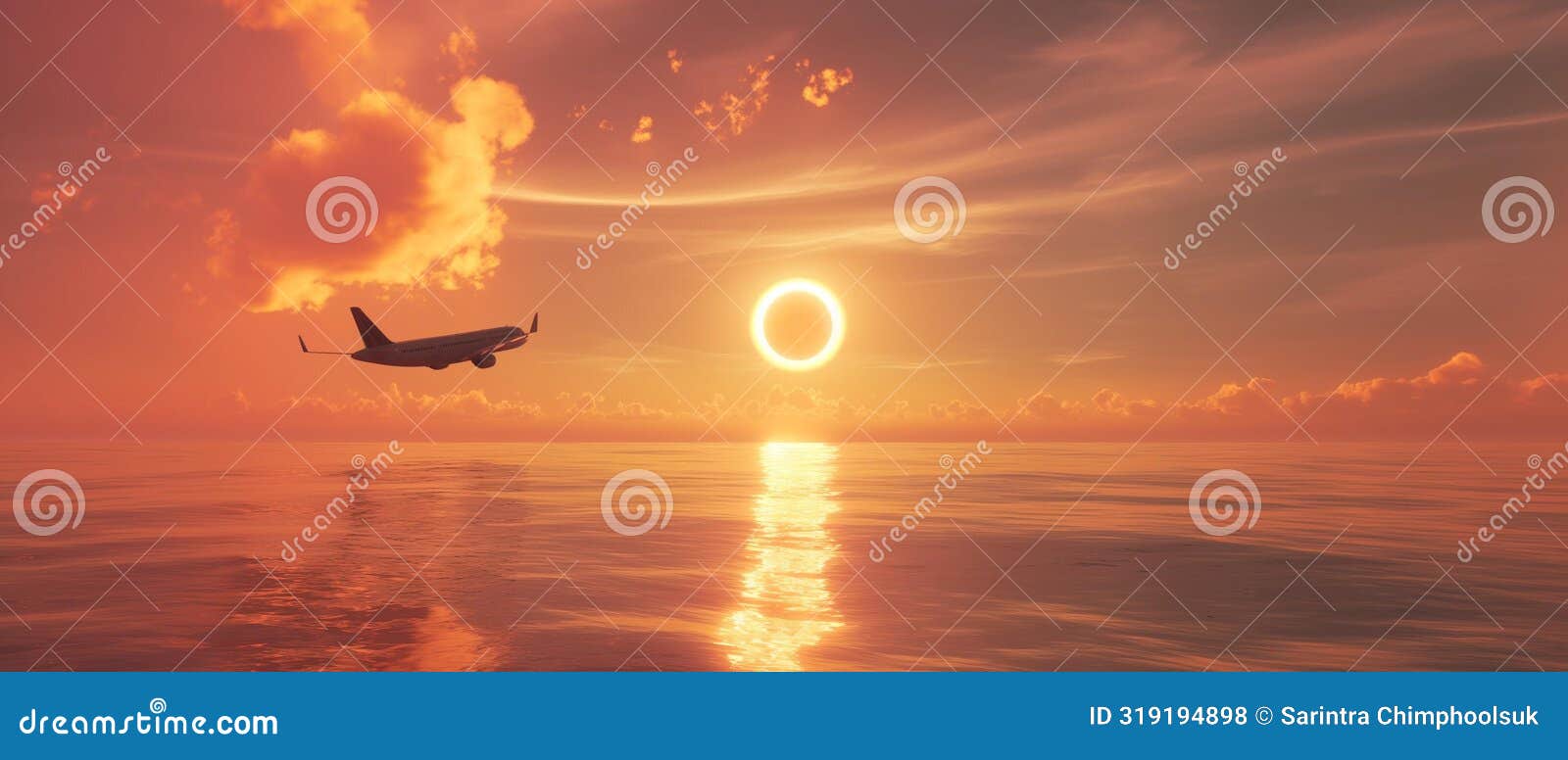 AI Image Generator of an Airplane is Flying Past the Sun during a Solar ...
