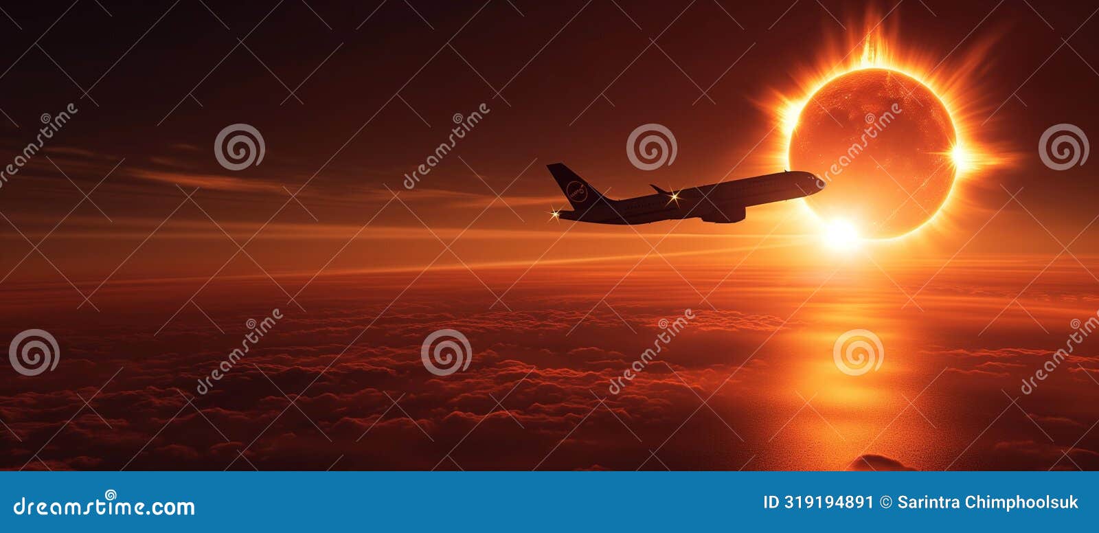 AI Image Generator of an Airplane is Flying Past the Sun during a Solar ...