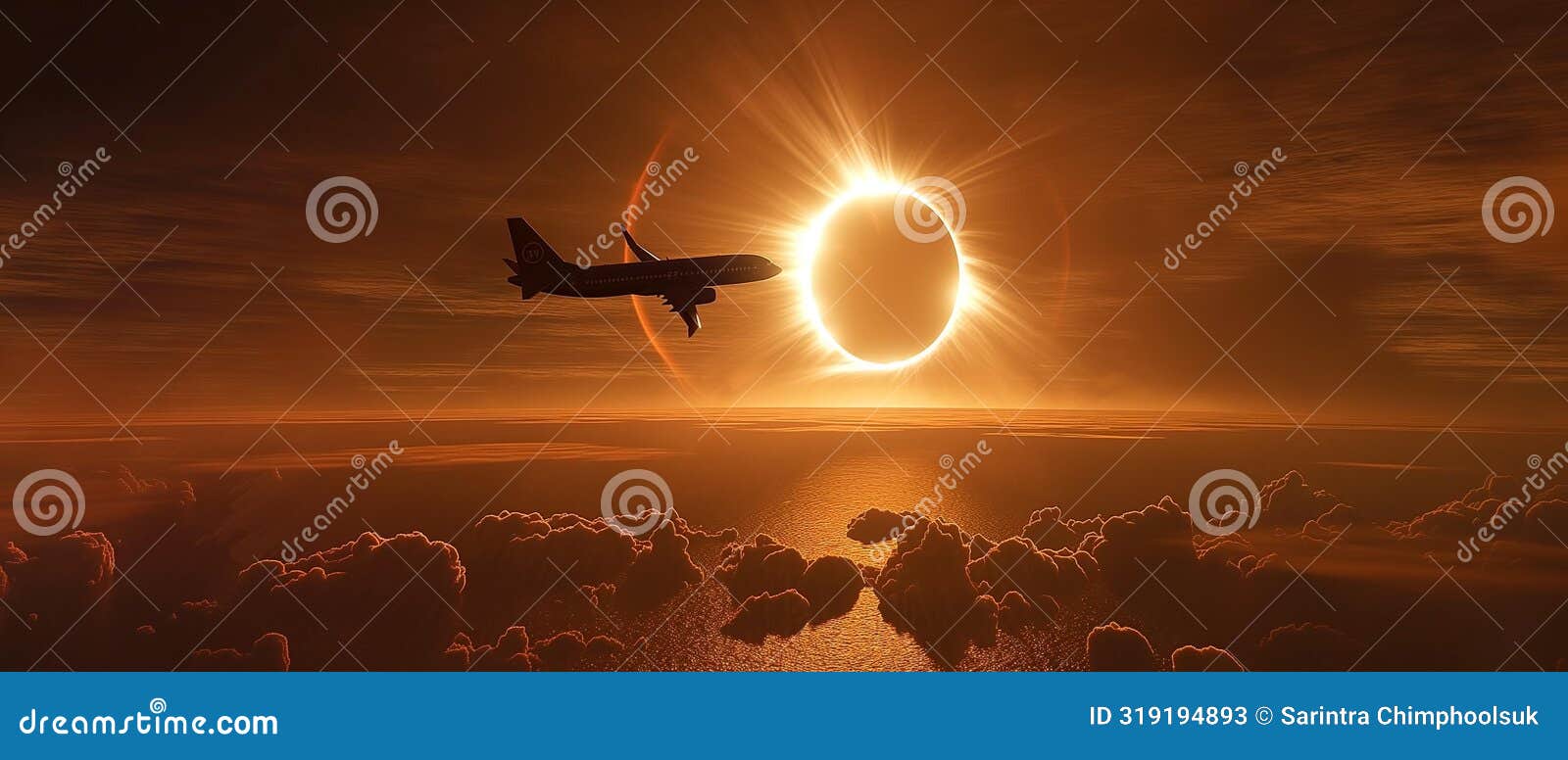 AI Image Generator of an Airplane is Flying Past the Sun during a Solar ...