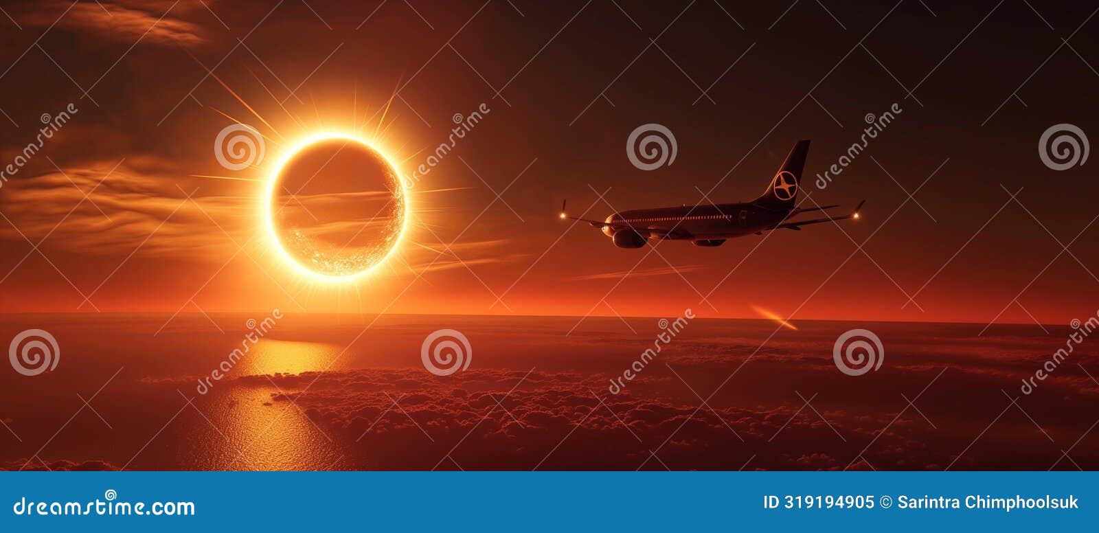 AI Image Generator of an Airplane is Flying Past the Sun during a Solar ...