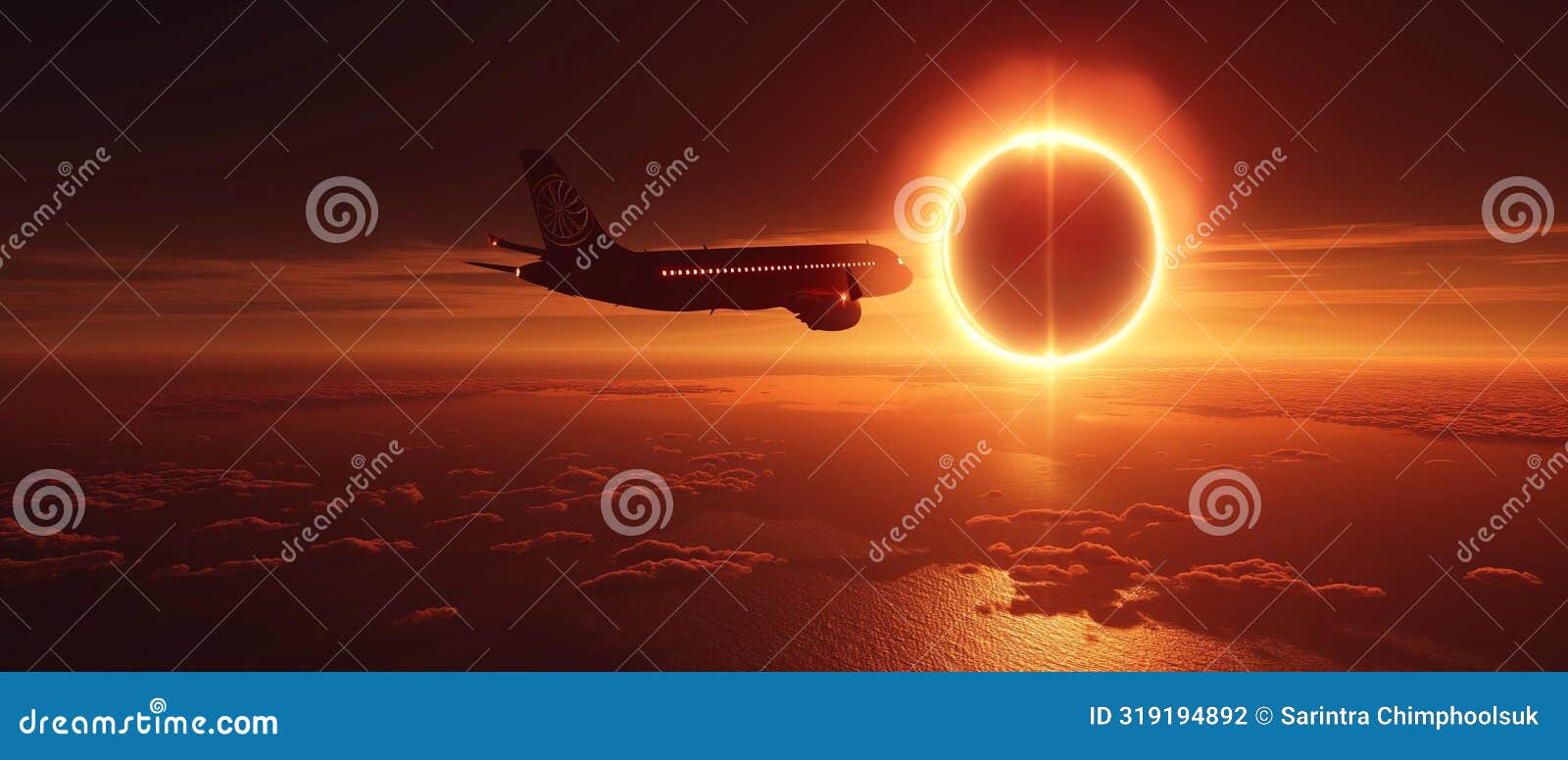 AI Image Generator of an Airplane is Flying Past the Sun during a Solar ...