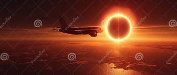 AI Image Generator of an Airplane is Flying Past the Sun during a Solar ...