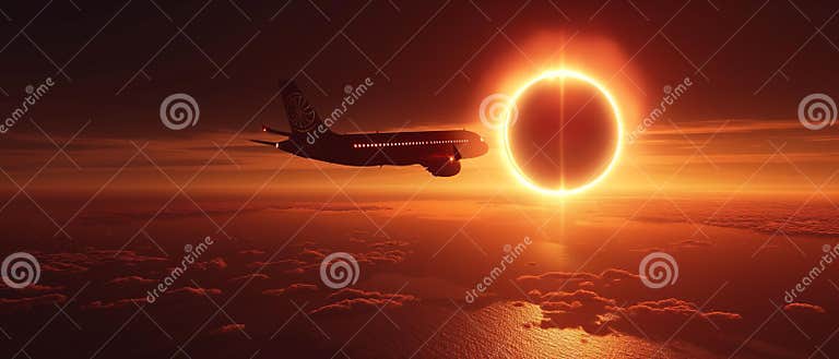 AI Image Generator of an Airplane is Flying Past the Sun during a Solar ...