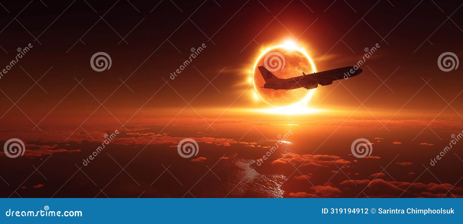 AI Image Generator of an Airplane is Flying Past the Sun during a Solar ...