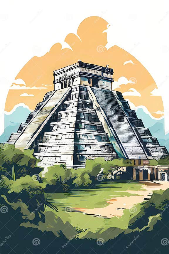 The AI Image Generator, Ancient Mayan Pyramid Stock Illustration ...