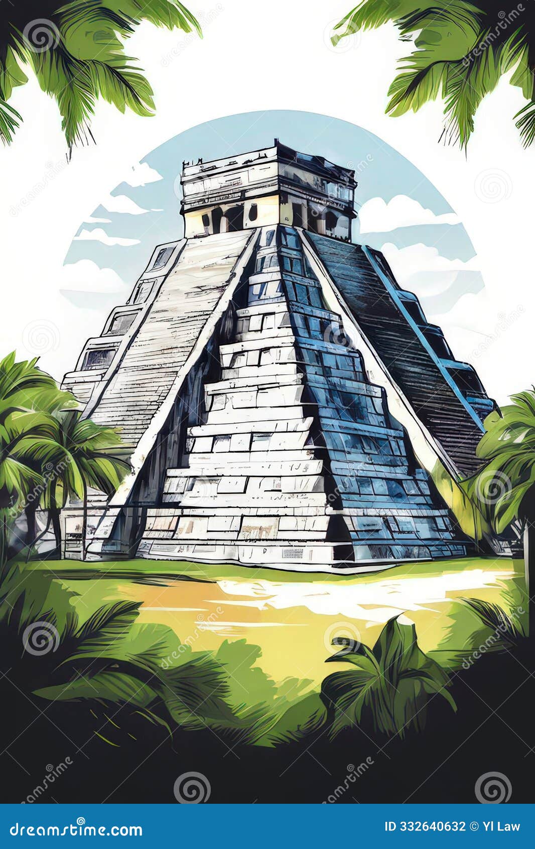 the AI Image Generator, Ancient Mayan Pyramid Stock Illustration - Illust