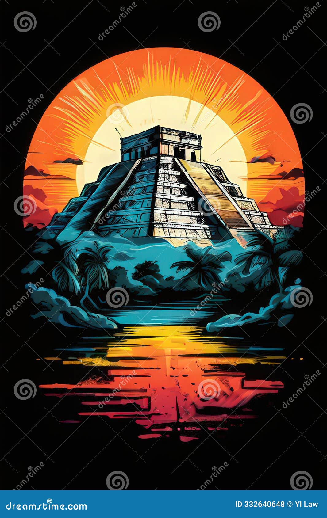 The AI Image Generator, Ancient Mayan Pyramid Stock Illustration ...