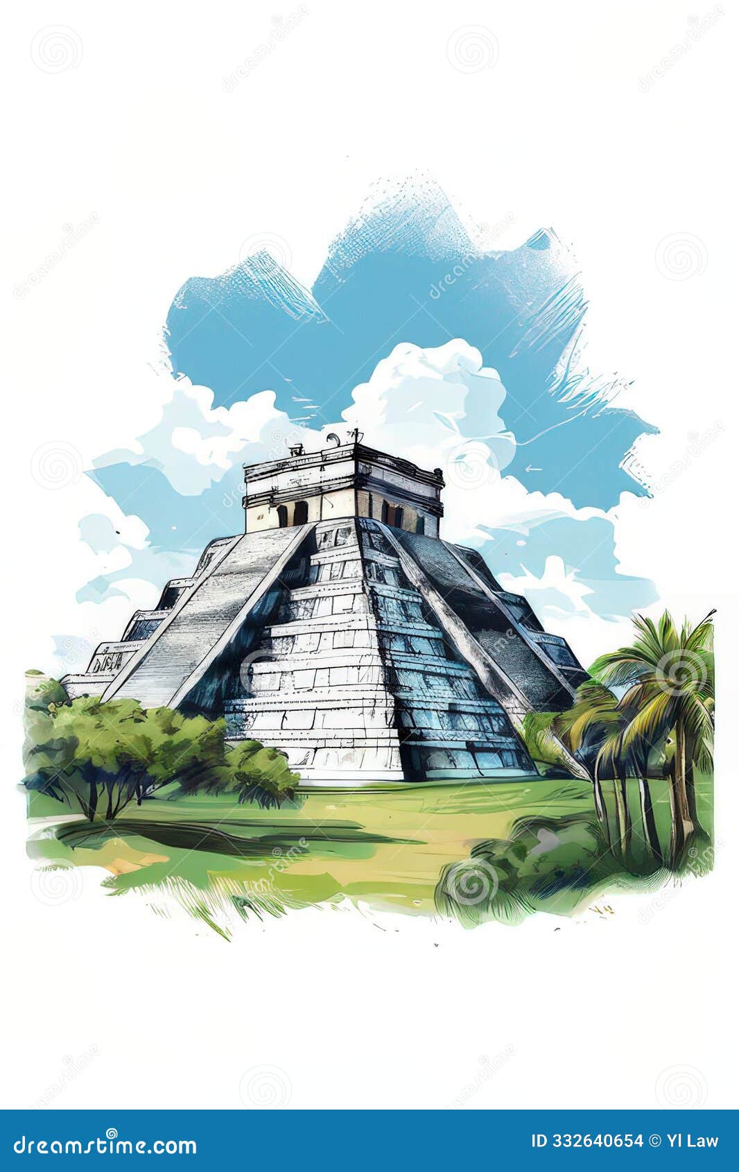 The AI Image Generator, Ancient Mayan Pyramid Stock Illustration ...