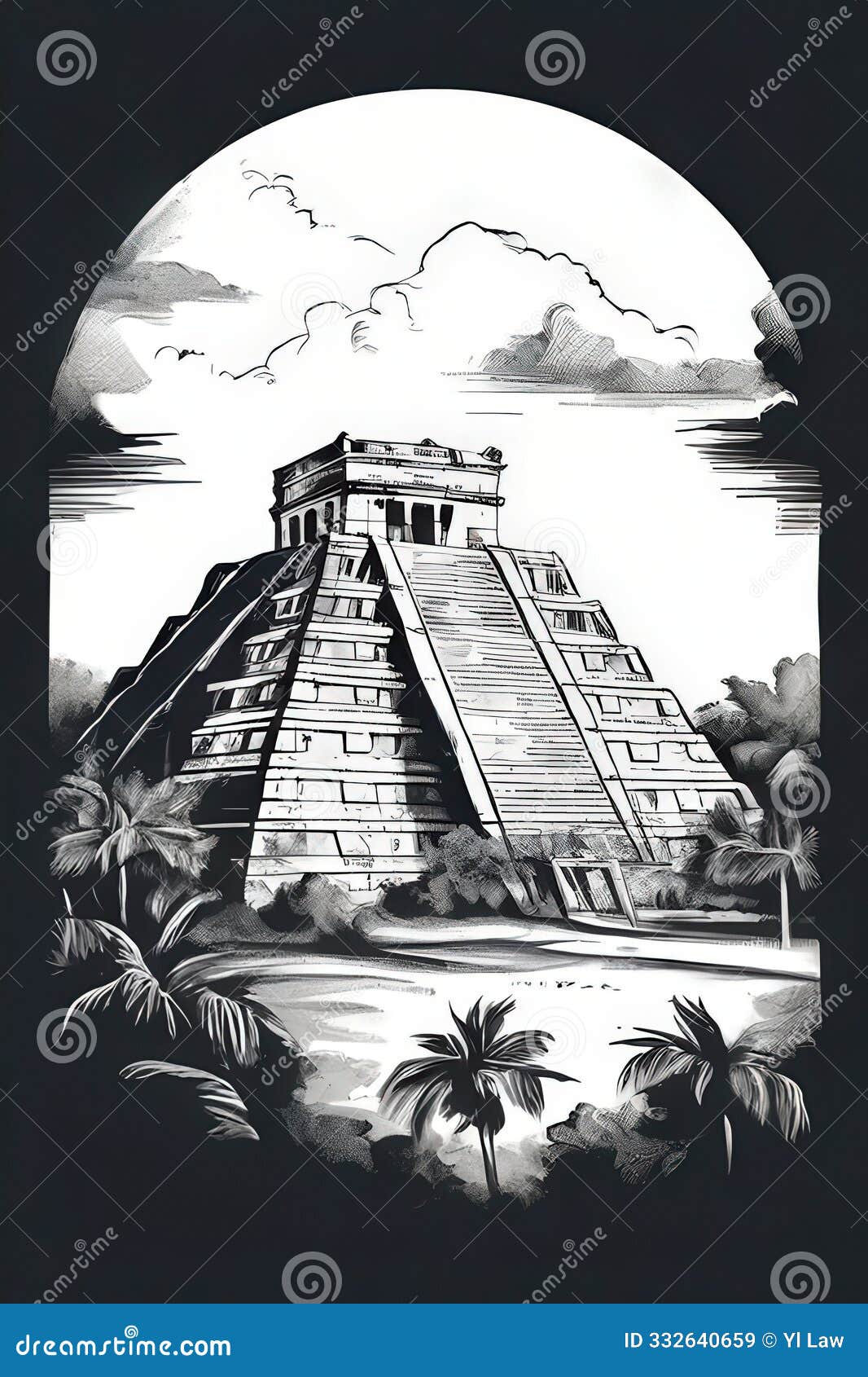 The AI Image Generator, Ancient Mayan Pyramid Stock Illustration ...