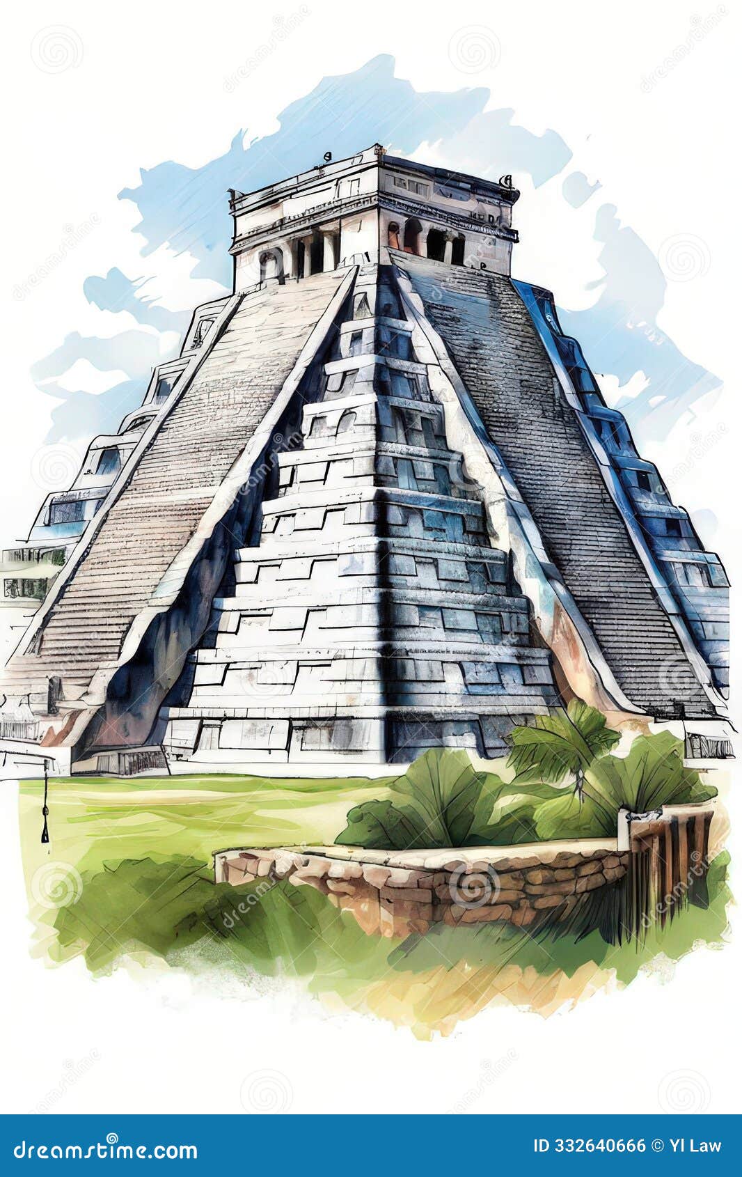 The AI Image Generator, Ancient Mayan Pyramid Stock Illustration ...