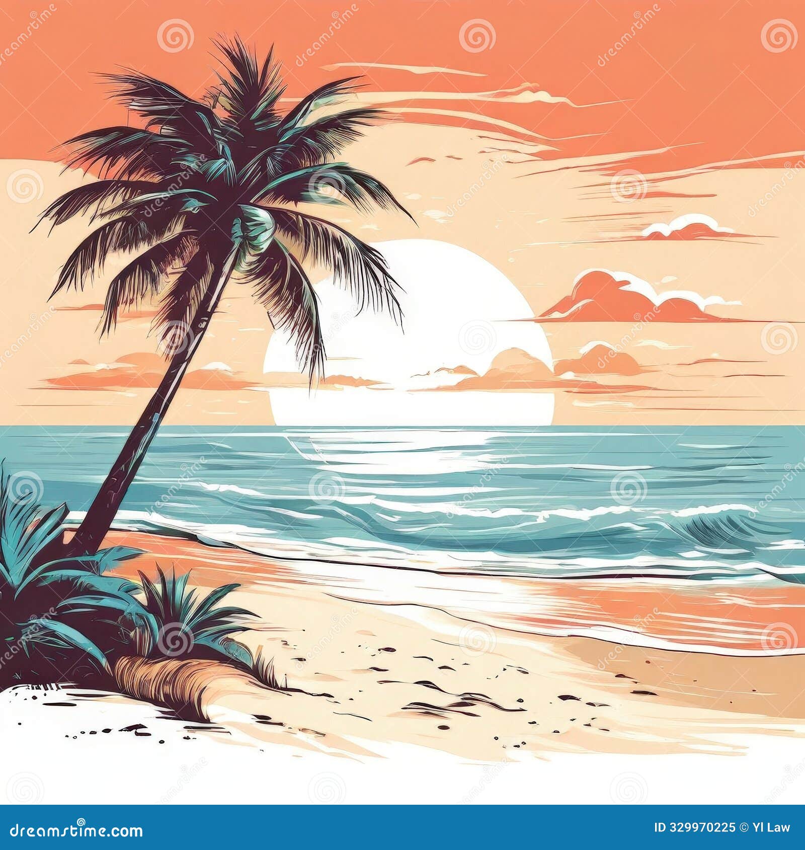 The AI Image Generator, Beautiful Sunny Beach Abstract Illustration ...